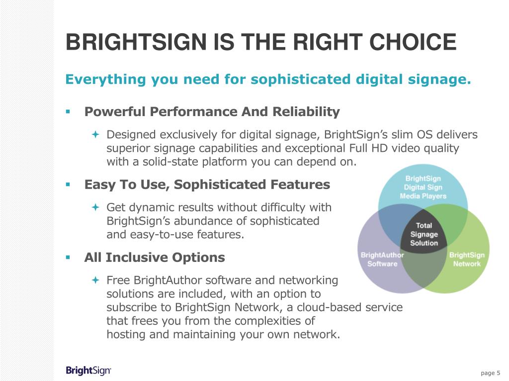 PPT - By BrightSign, the market leader in digital signage media players ...