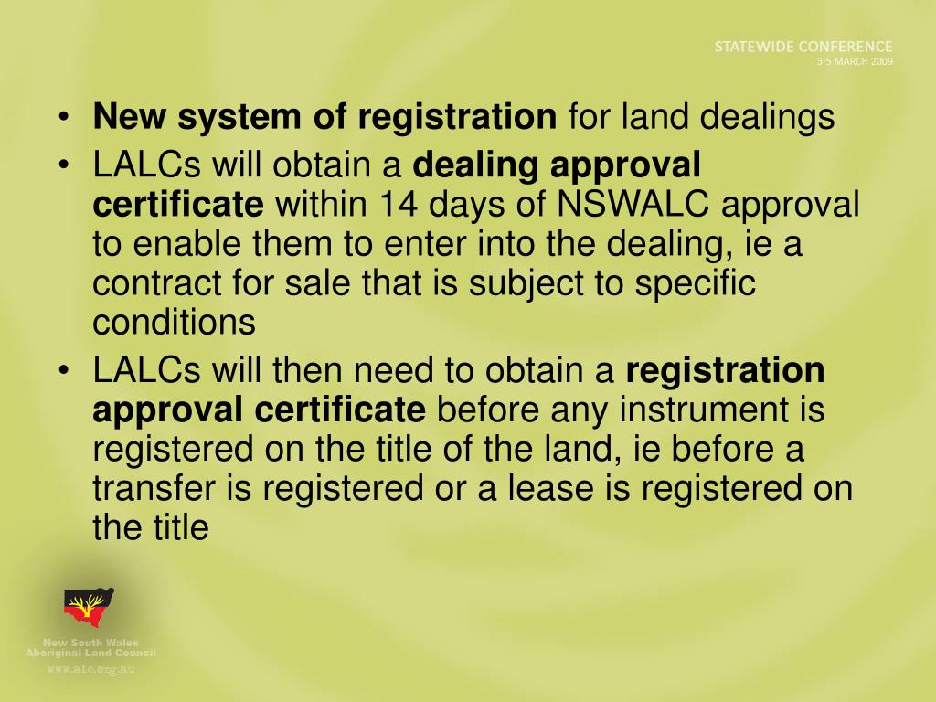 PPT - Land Dealings amendments to Aboriginal Land Rights Act 1983 ...