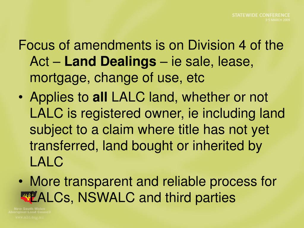 PPT - Land Dealings amendments to Aboriginal Land Rights Act 1983 ...