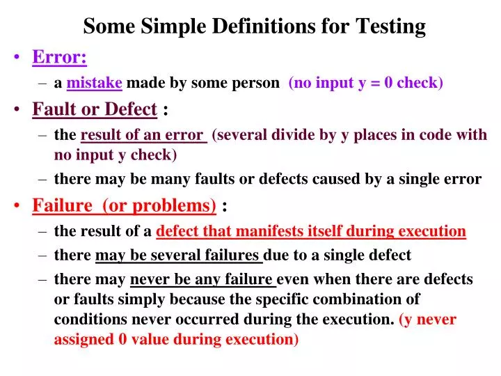 PPT - Some Simple Definitions for Testing PowerPoint Presentation, free ...
