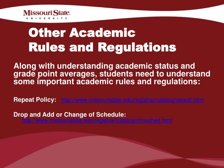 PPT - Understanding Academic Probation & Academic Rules and Regulations ...