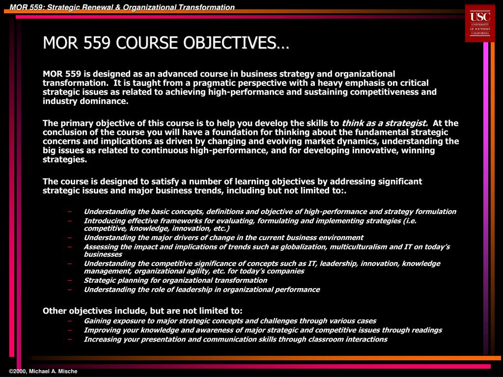 PPT - MOR 559: Strategic Renewal & Organizational Transformation PowerPoint Presentation - ID ...