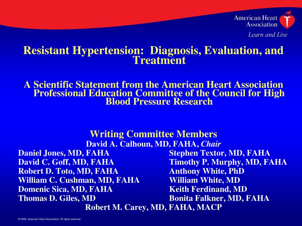 PPT - AHA 2008 Resistant Hypertension: Diagnosis, Evaluation, and ...
