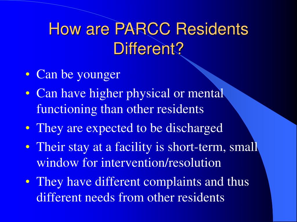 PPT - Definition of PARCC (Post-Acute, Rehabilitative, and Convalescent ...