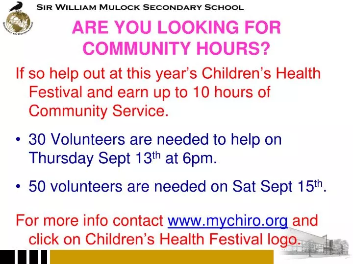 PPT - ARE YOU LOOKING FOR COMMUNITY HOURS? PowerPoint Presentation ...