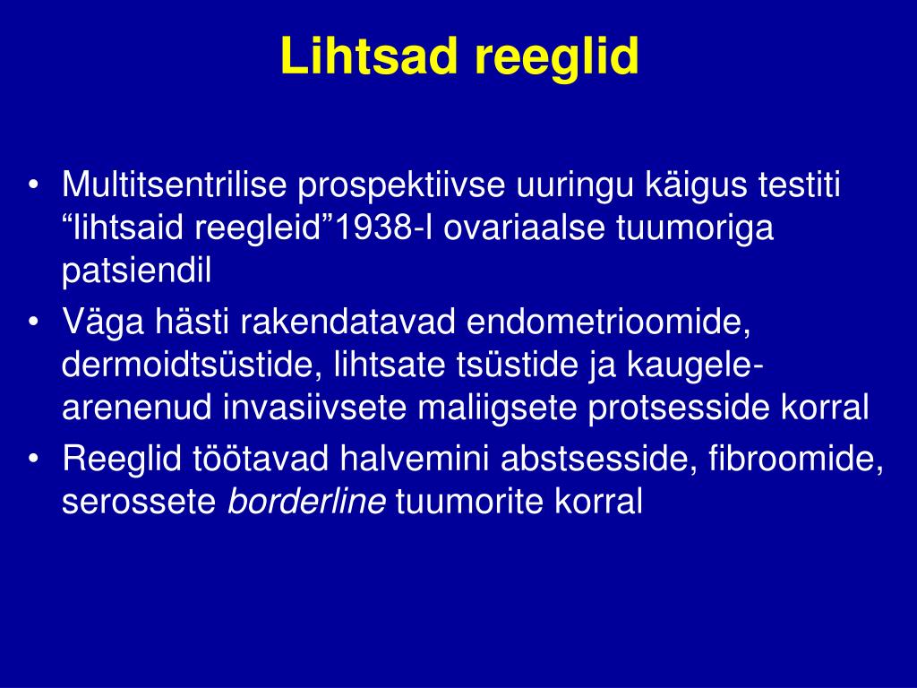 PPT - “ Lihtsad reeglid” UH-uuringul ovariaalsete tuumorite hindamisel ...