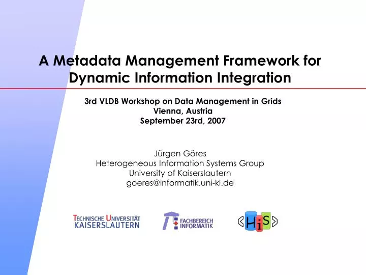 Ppt A Metadata Management Framework For Dynamic Information