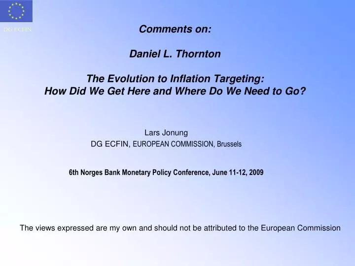 PPT - Lars Jonung DG ECFIN, EUROPEAN COMMISSION, Brussels PowerPoint ...