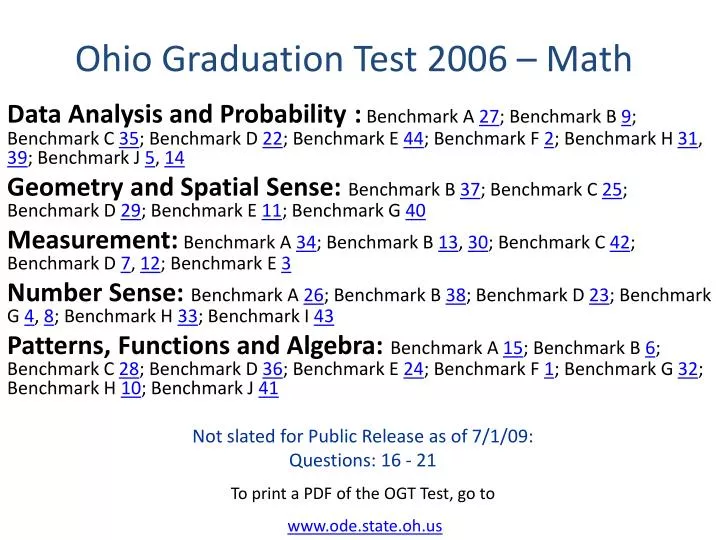 PPT - Ohio Graduation Test 2006 – Math PowerPoint Presentation, free ...