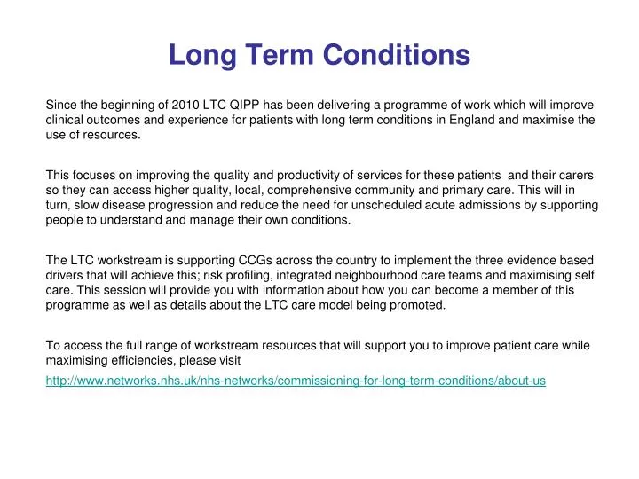 PPT - Long Term Conditions PowerPoint Presentation, free download - ID ...