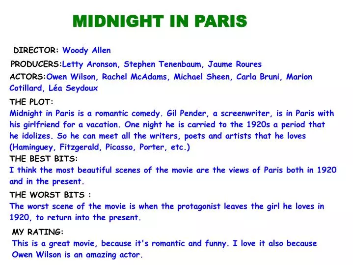 PPT - MIDNIGHT IN PARIS PowerPoint Presentation, free download - ID:3022957