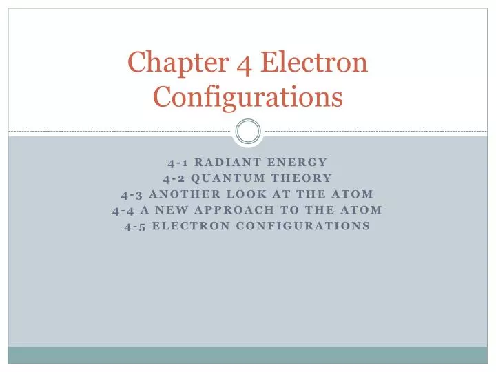 PPT - Chapter 4 Electron Configurations PowerPoint Presentation, free ...