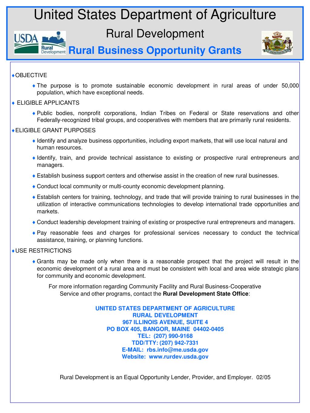 PPT - United States Department of Agriculture Rural Development Rural ...