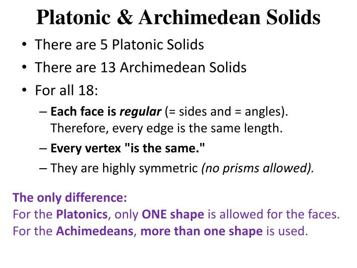 PPT - “Platonic Solids, Archimedean Solids, and Geodesic Spheres ...