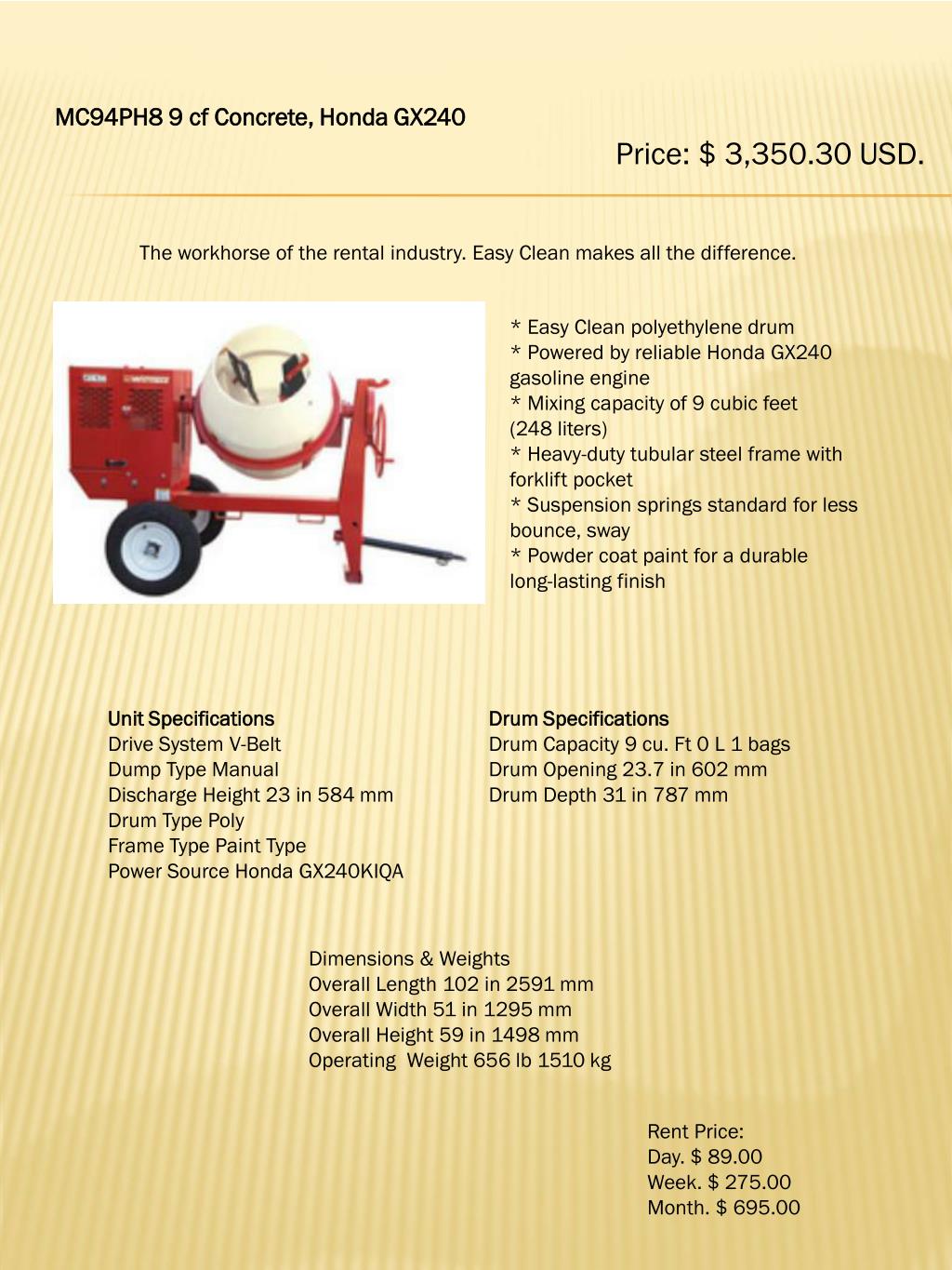 PPT - B46H90 4-blade, 46", Honda GX270, 60-130 RPM Shown with optional ...