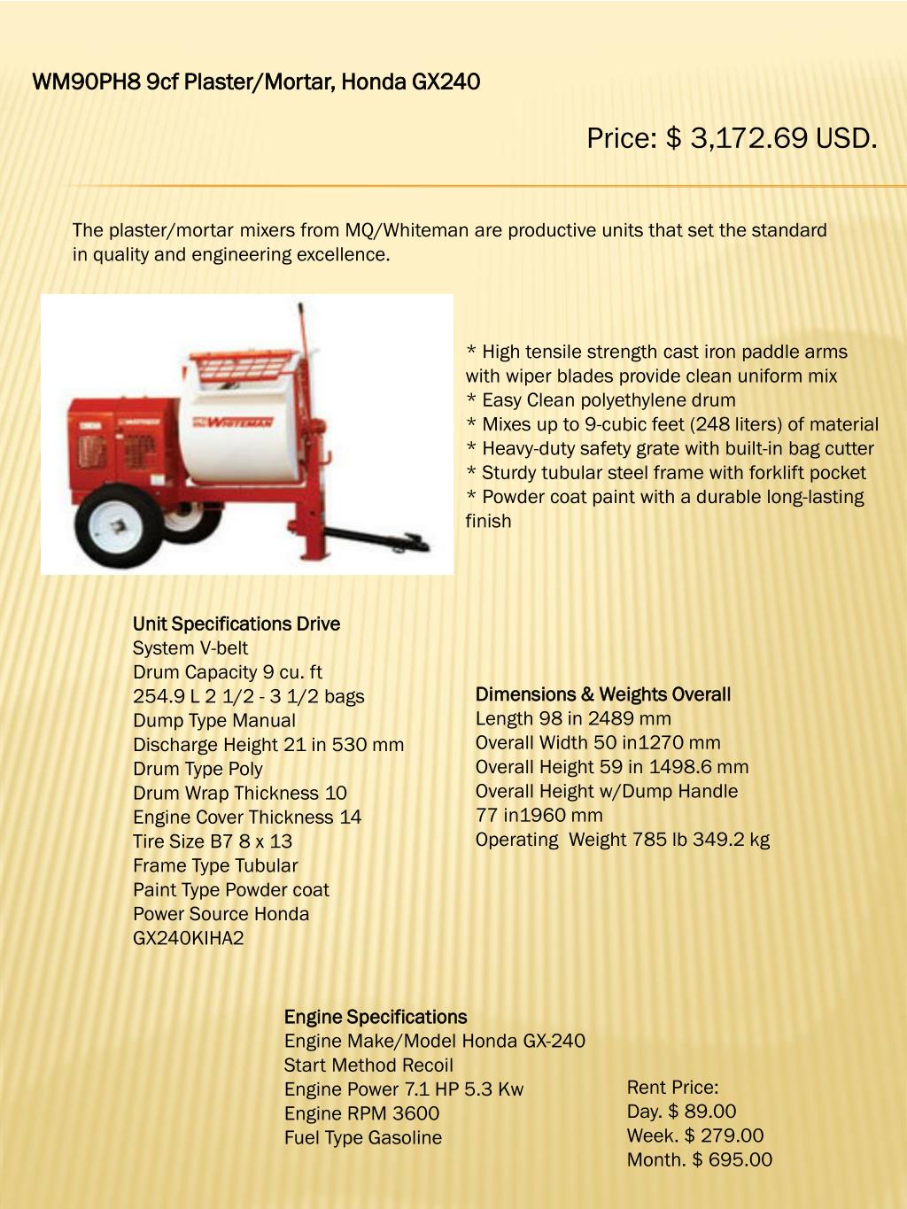 PPT - B46H90 4-blade, 46", Honda GX270, 60-130 RPM Shown with optional ...