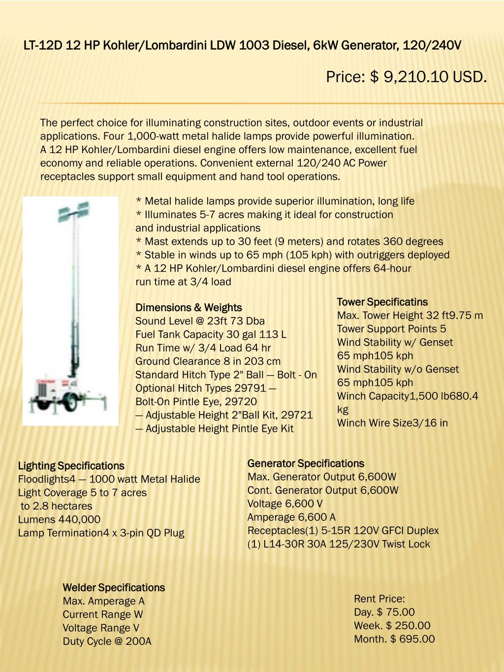 PPT - B46H90 4-blade, 46", Honda GX270, 60-130 RPM Shown with optional ...