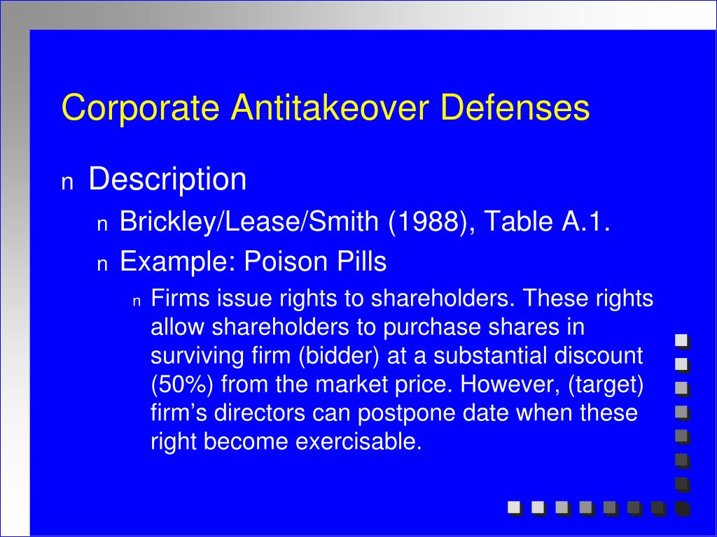 PPT - Corporate Antitakeover Defenses PowerPoint Presentation, free ...