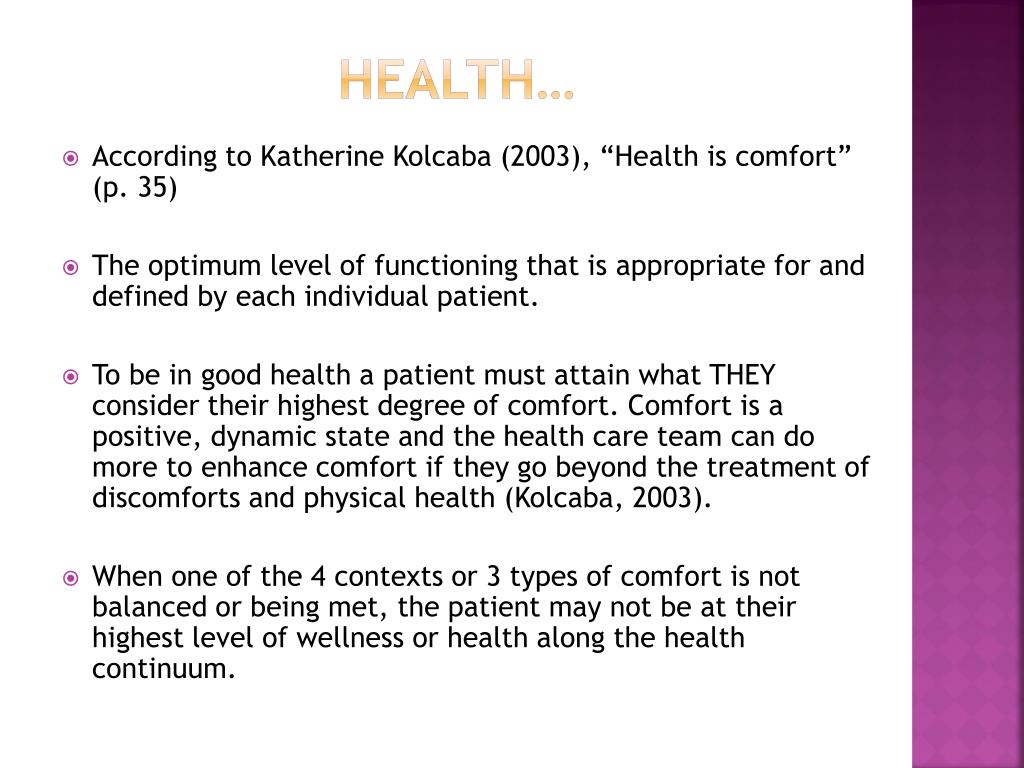 PPT - Katherine Kolcaba Theory of comfort { PowerPoint Presentation ...