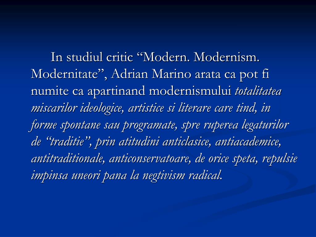 PPT - TRADITONALISM VERSUS MODERNISM (PREZENTARE SINTETICA) PowerPoint ...