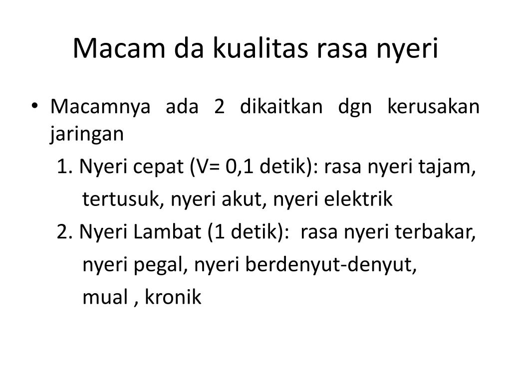 PPT - Sensasi somatik sensasi Nyeri , Nyeri kepala dan sensasi suhu ...