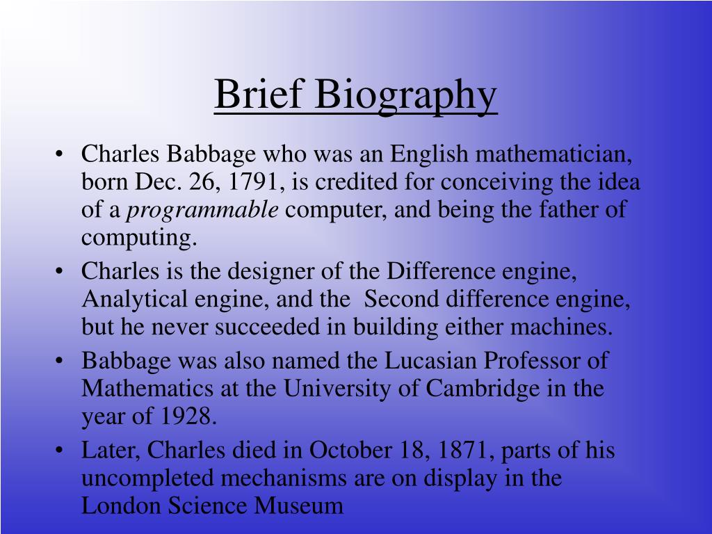 PPT - Charles Babbage (December 26, 1791 – October 18, 1871) PowerPoint ...