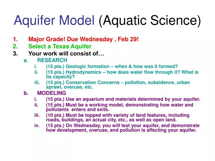 PPT - Aquifer Model (Aquatic Science) PowerPoint Presentation, free ...