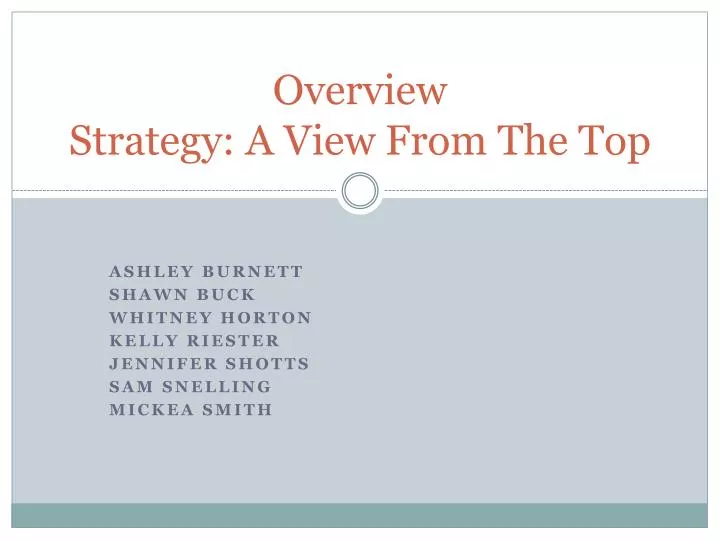 PPT - Overview Strategy: A View From The Top PowerPoint Presentation ...