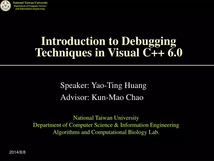PPT - Introduction to Debugging Techniques in Visual C++ 6.0 PowerPoint ...