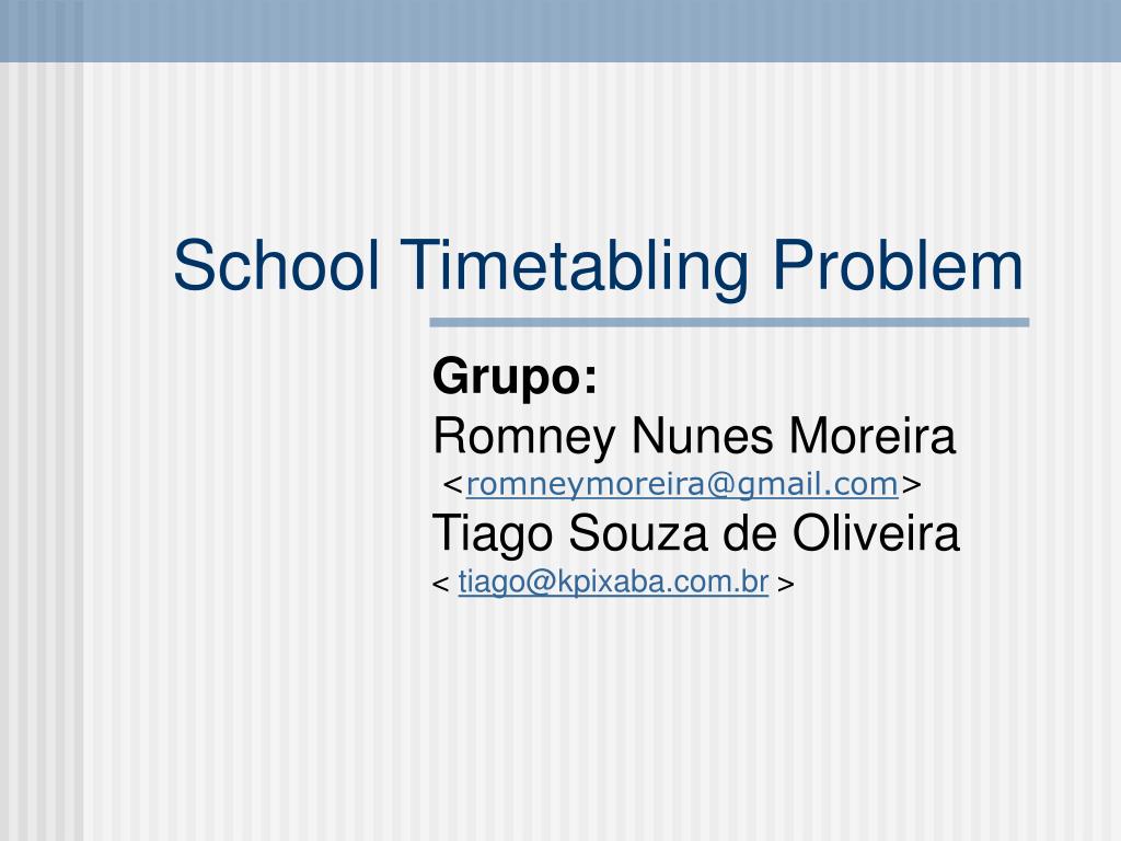PPT - School Timetabling Problem: Genetic Programming Algorithm ...