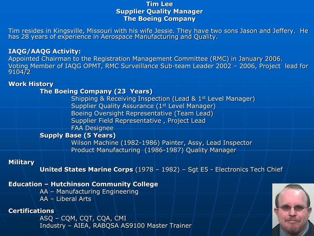 PPT - Tim Lee Supplier Quality Manager The Boeing Company PowerPoint ...