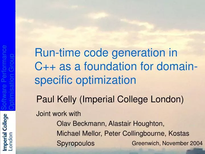 Ppt Run Time Code Generation In C As A Foundation For Domain 6826