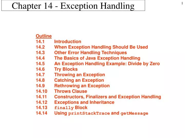 PPT - Chapter 14 - Exception Handling PowerPoint Presentation, free ...