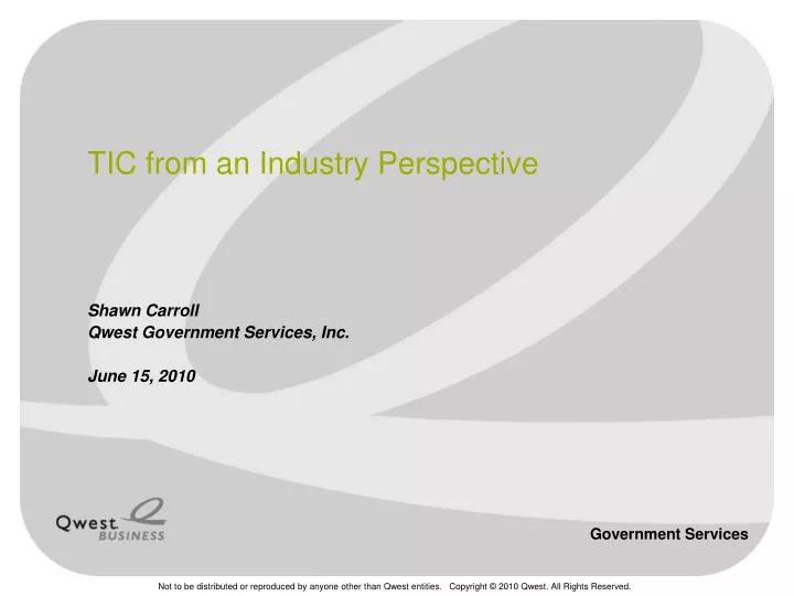 PPT - TIC from an Industry Perspective PowerPoint Presentation, free ...