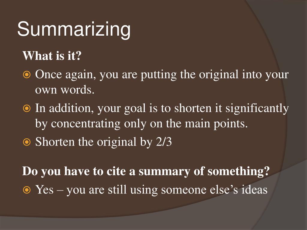 PPT - Paraphrasing, Summarizing and Plagiarizing PowerPoint ... PPT - Paraphrasing, Summarizing and Plagiarizing PowerPoint ...