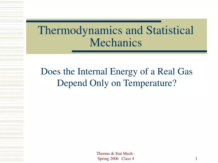 PPT - Thermodynamics and Statistical Mechanics PowerPoint Presentation ...