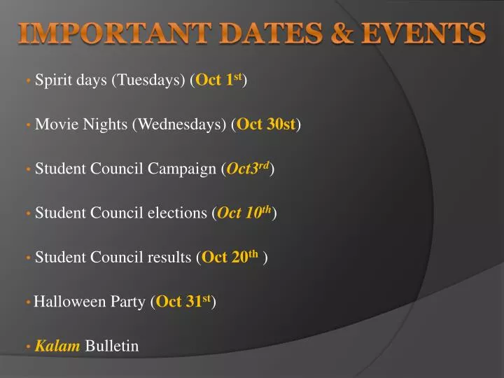 PPT - Important Dates & Events PowerPoint Presentation, free download ...
