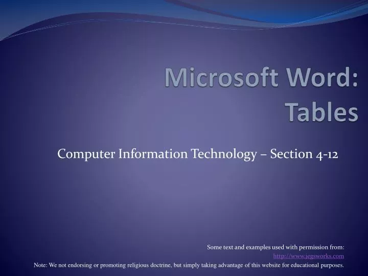 PPT - Microsoft Word: Tables PowerPoint Presentation, free download ...