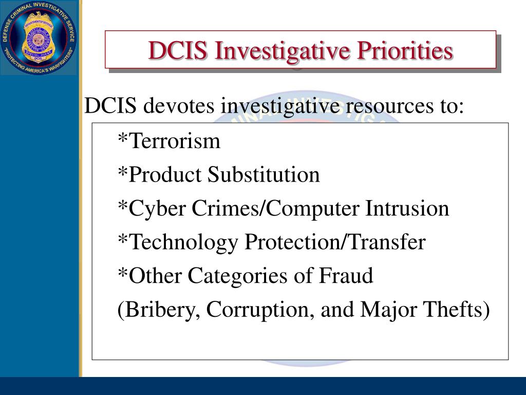 PPT - Is the law enforcement arm of the OIG, DoD Has statutory law ...