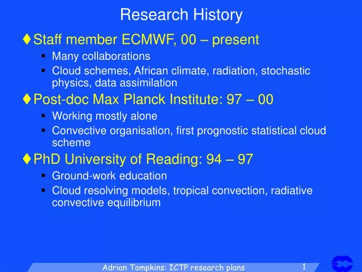 PPT - Research History PowerPoint Presentation, free download - ID:3036972