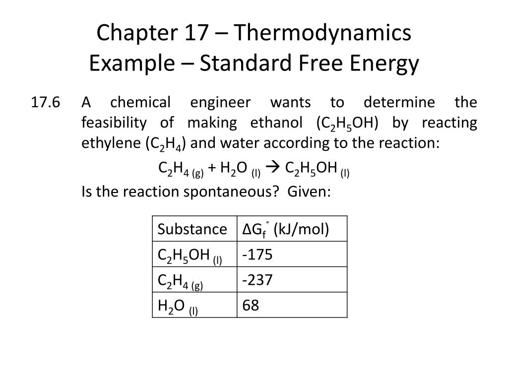 PPT - Chemistry 142 Chapter 17: Free Energy and Thermodynamics ...