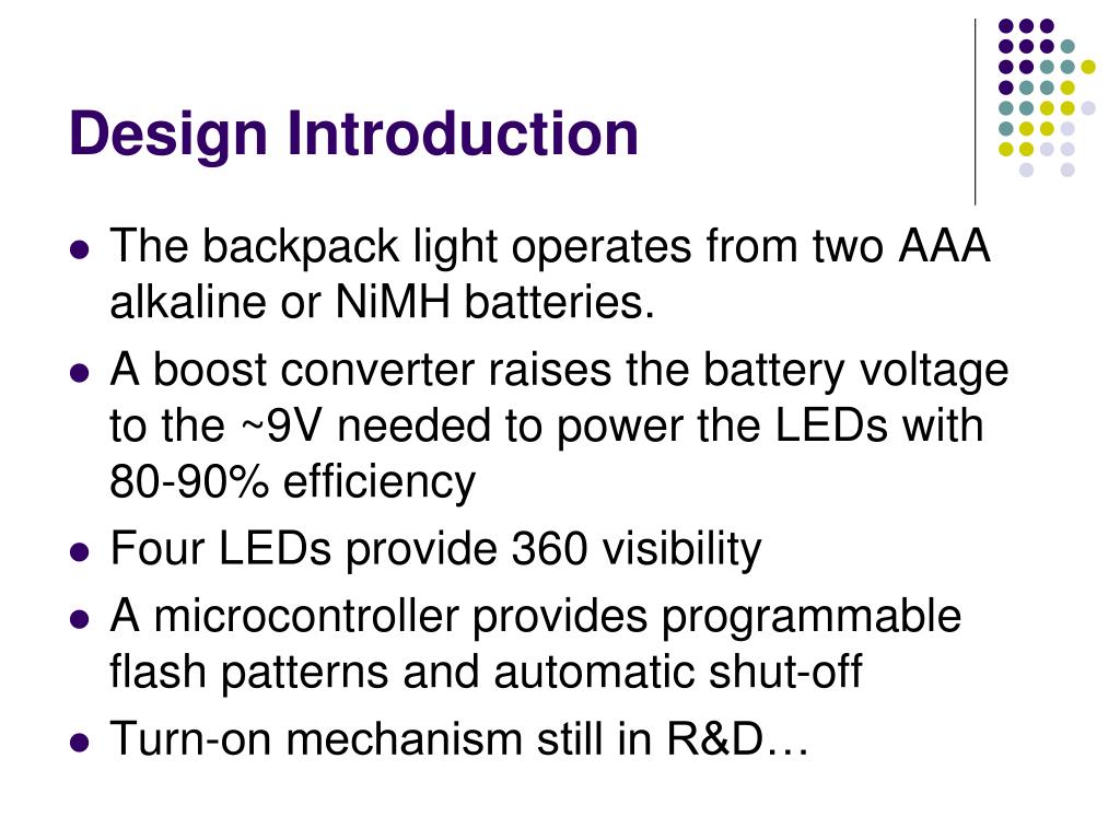 PPT - IEEE 2009 Backpack Light Project PowerPoint Presentation, free ...