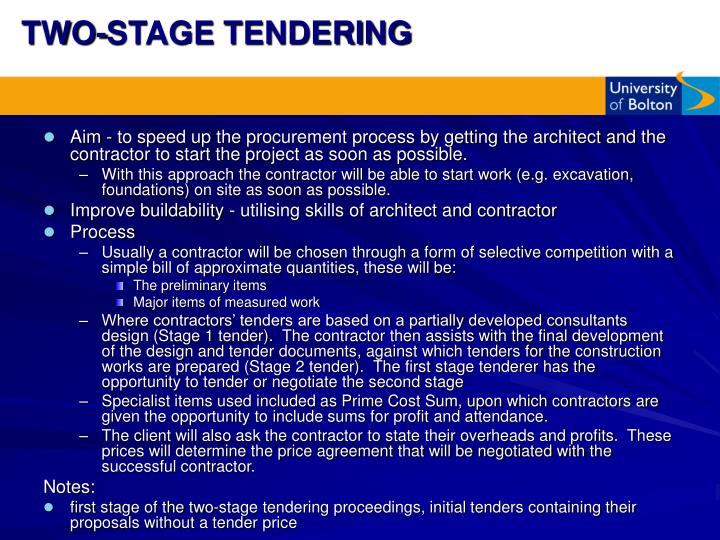 PPT - Traditional Methods of Procurement - Tendering PowerPoint ...