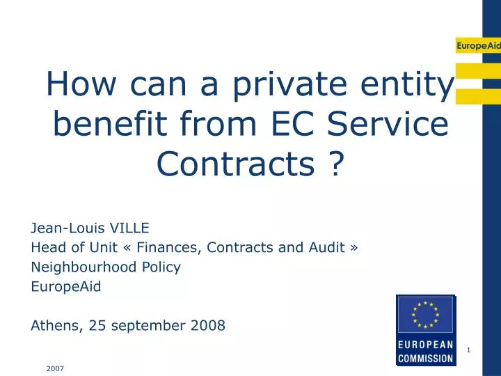 PPT - How can a private entity benefit from EC Service Contracts ...