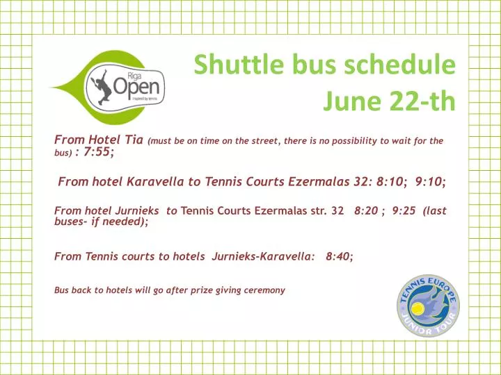 PPT - Shuttle bus schedule June 22-th PowerPoint Presentation, free ...