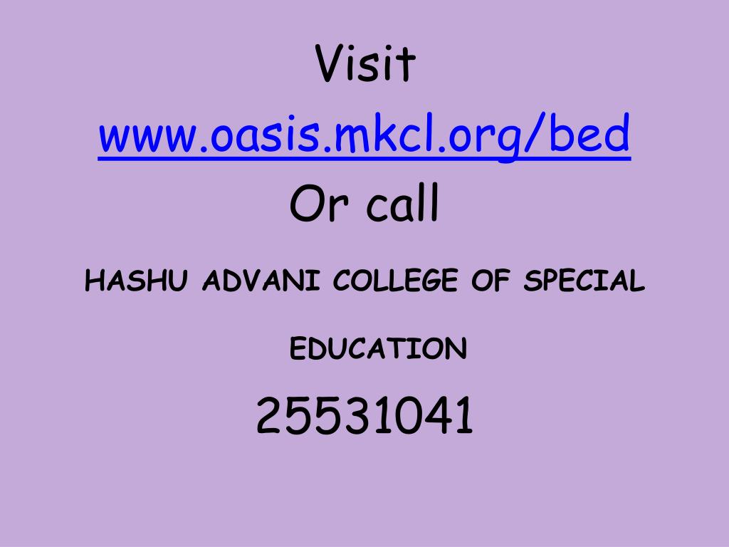 PPT - HASHU ADVANI COLLEGE OF SPECIAL EDUCATION PowerPoint Presentation ...