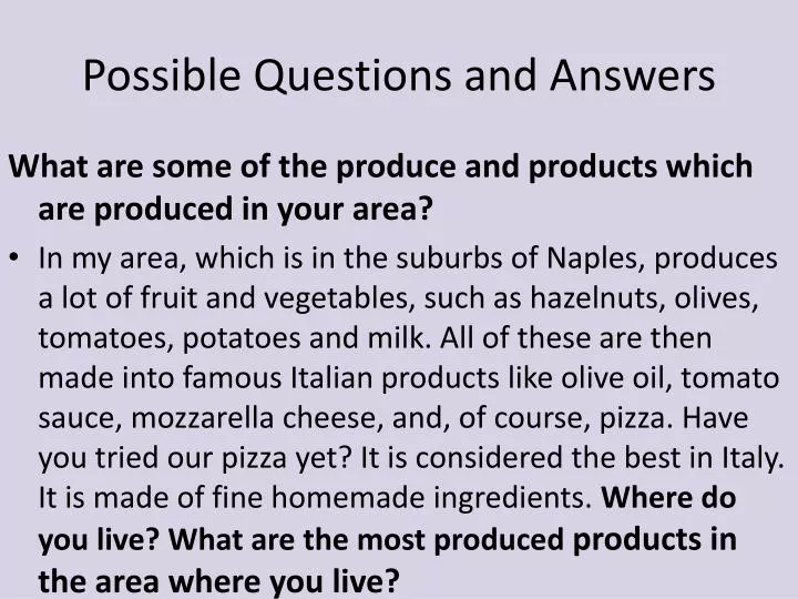 PPT - Possible Questions and Answers PowerPoint Presentation, free ...