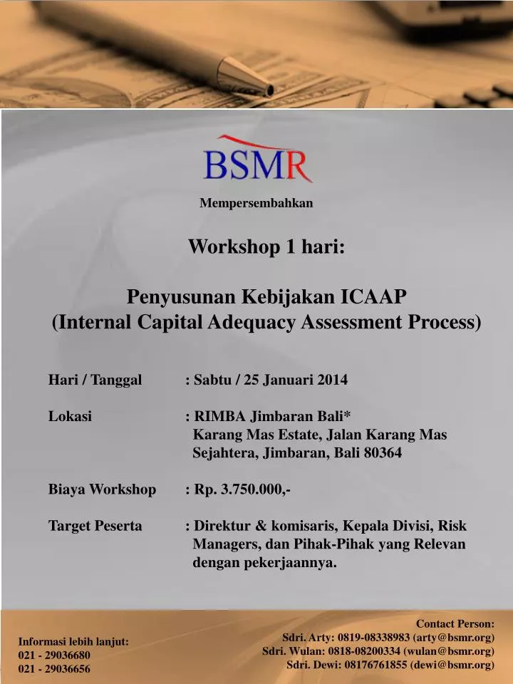 PPT - Workshop 1 hari : Penyusunan Kebijakan ICAAP (Internal Capital ...