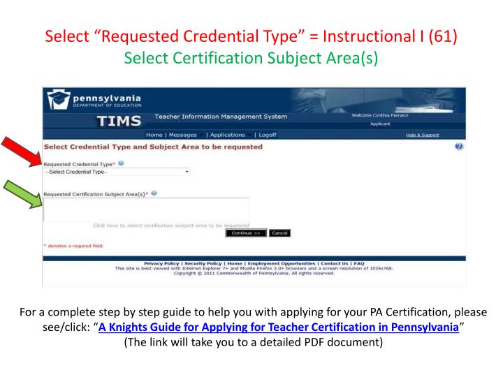 PPT - TEACHER CERTIFICATION TUTORIAL TIMS = Teacher Information ...