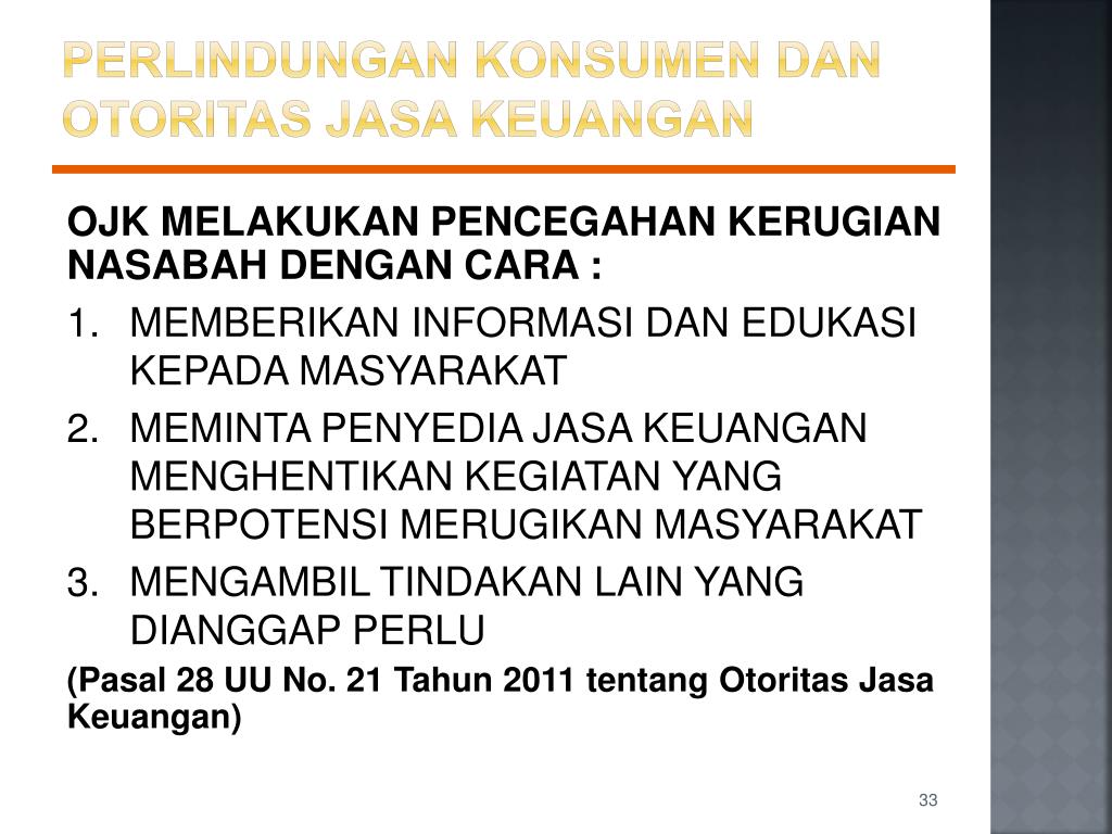 PPT - Perlindungan masyarakat dan nasabah oleh otoritas jasa keuangan ... PPT - Perlindungan masyarakat dan nasabah oleh otoritas jasa keuangan ...